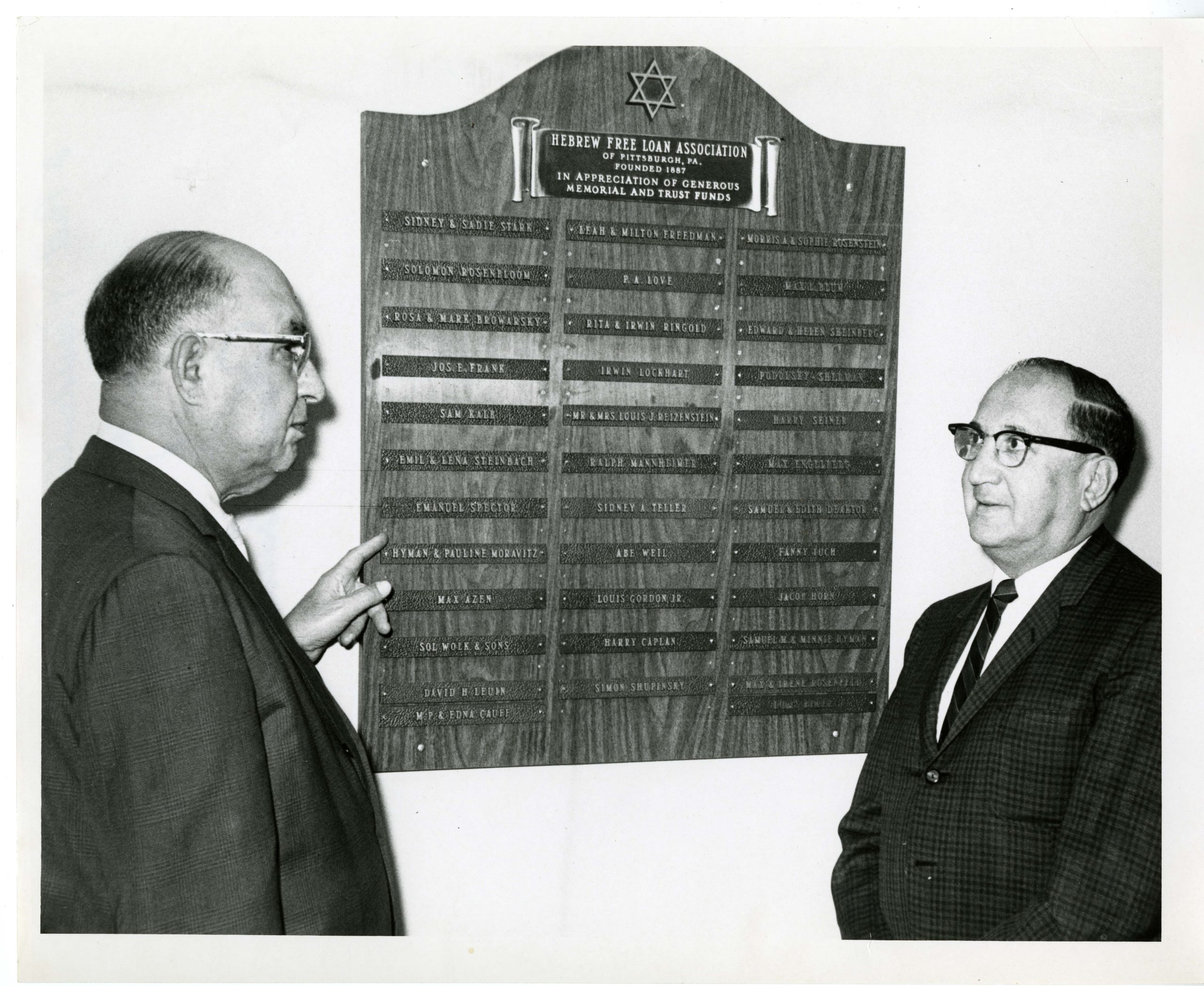 HFLA trust funds plaque - Rauh Jewish Archives