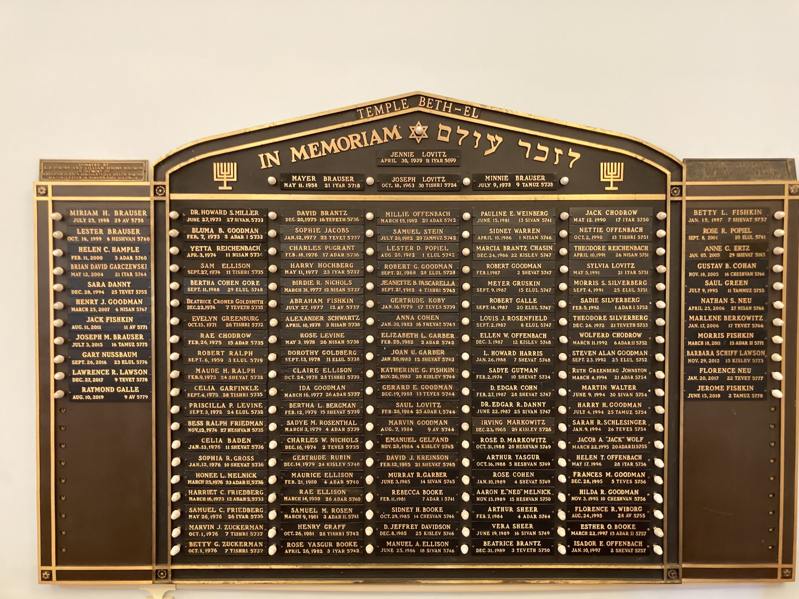 Temple Beth El (Bradford) plaque (2) - Rauh Jewish Archives