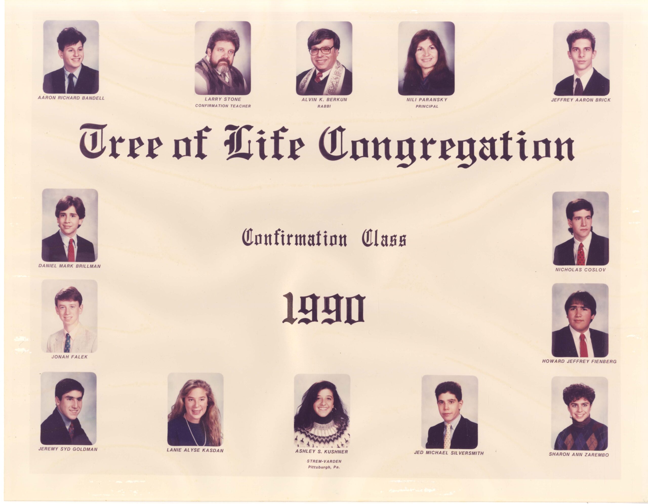 Tree of Life (Pittsburgh) confirmation class (1990) - Rauh Jewish Archives